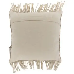 NORTHLIGHT 18" Natural Cotton Handmade Macrame Square Throw Pillow