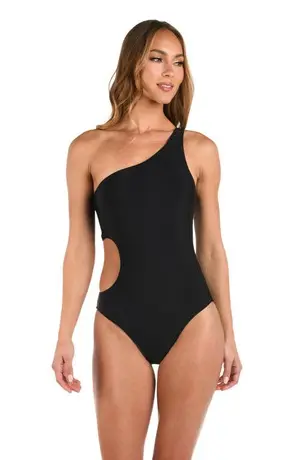 L'Agence Ava Cutout Chain One-shoulder One-piece Swimsuit