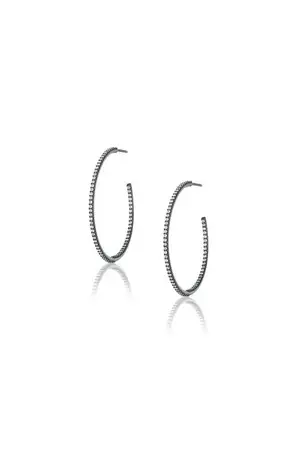 Sheryl Lowe Hoop Earrings With Diamonds - Black Rhodium