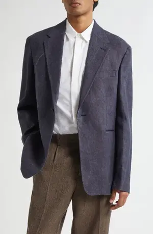 Our Legacy Unconstructed Shinjuku Linen Blazer - Charcoal Bourdeaux Flow Weave