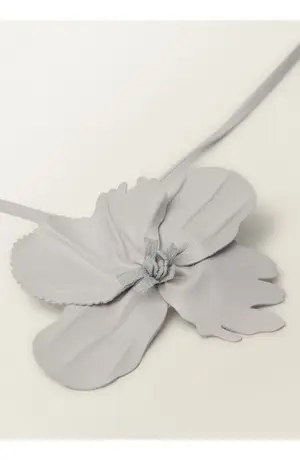 Mango Floral Leather Skinny Belt - Grey