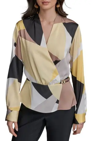 Donna Karan New York Printed Belted Top