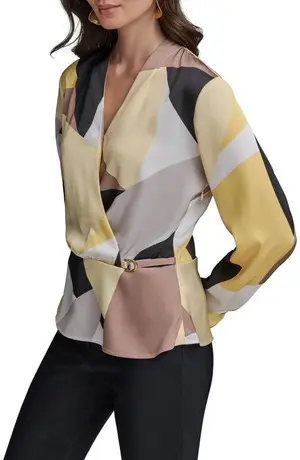 Donna Karan New York Printed Belted Top