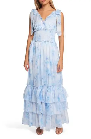 Belted Tiered Ruffled Maxi Dresses