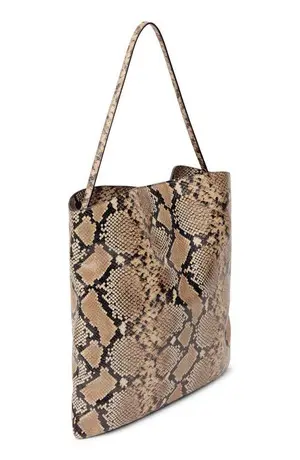 Mango Snakeskin Embossed Leather Tote
