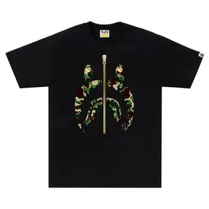 A BATHING APE Abc Camo Shark Tee /green - Black