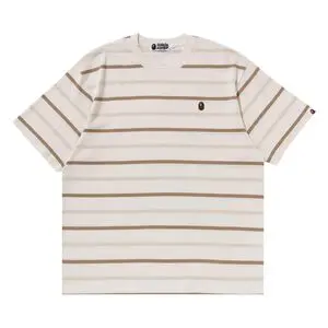 A BATHING APE Ape Head One Point Stripe Tee 'ivory