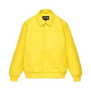 SP5DER Debossed Web Leather Jacket - Yellow
