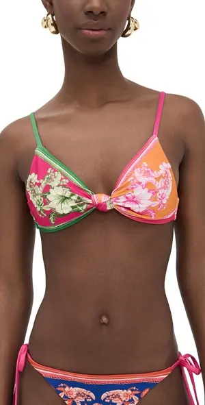 Farm Rio Knot Bikini Top - Floral Elegance Mixed Scarves