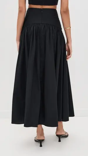 Staud Procida Gathered Poplin Skirt - Black