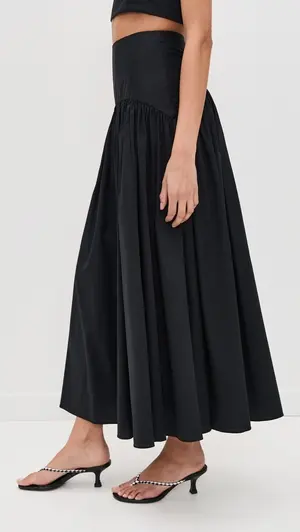 Staud Procida Gathered Poplin Skirt - Black