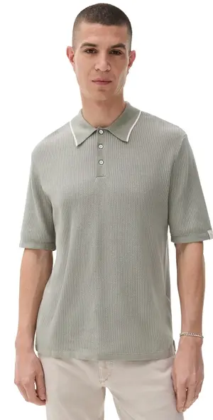 Rag & Bone Harvey Knit Polo - Lfgry