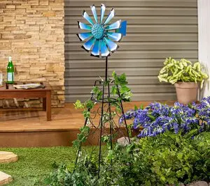 PLOW & HEARTH Flower Shaped Weathervane Wind Spinner