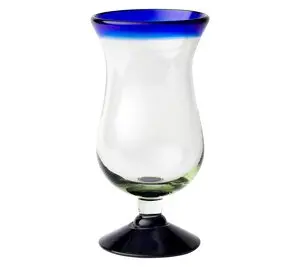 10 STRAWBERRY STREET Cobalt Rim Mexican Glass, Hurricane - One-color