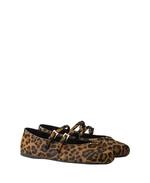 Prada Printed Leather Ballerinas - Neutral