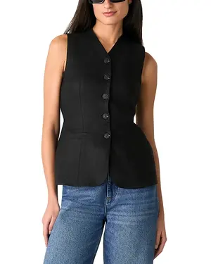 Whistles Molly Linen Waistcoat - Black