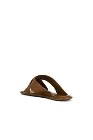 Saint Laurent Talha Flat Sandal - Dark Macadamia