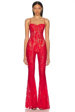 Norma Kamali Underwire Fishtail Jumpsuit With Bodysuit - Tiger Red