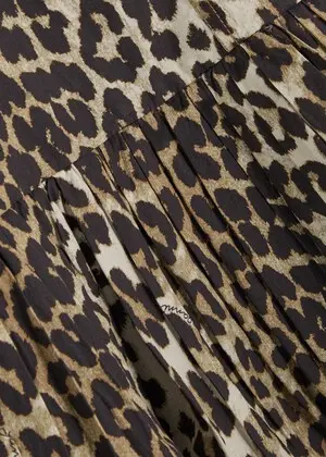 GANNI Print Cotton-poplin Mini Dress - Leopard