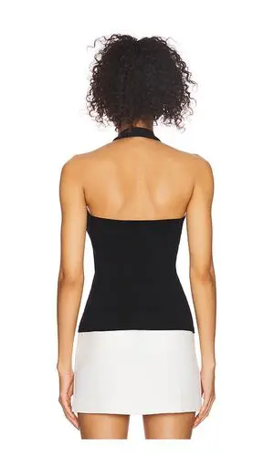 ALL THE WAYS Halterneck Button-up Top - Black