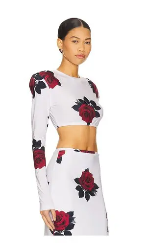 Norma Kamali Shoulder Pad Crop Top