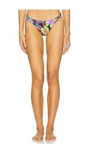 Luli Fama Neon Nights Cut Out Moderate Bikini Bottom - Multicolor