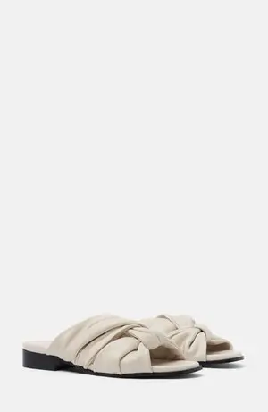 SCAROSSO Bebe Knot Leather Sandals - Off White - Calf