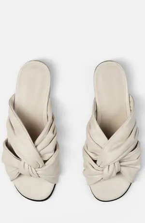 SCAROSSO Bebe Knot Leather Sandals - Off White - Calf