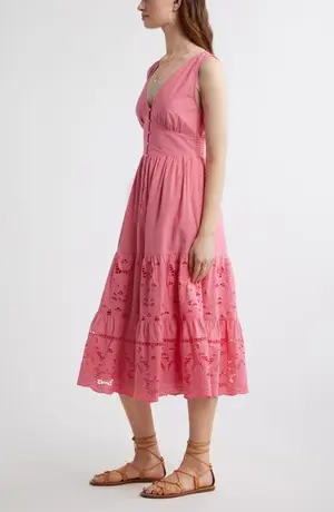 Treasure & Bond Lace Detail Sleeveless Cotton Dress - Pink Lemonade