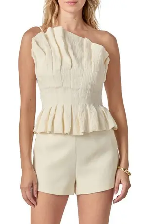 English Factory Ruffle Asymmetric Sleeveless Top