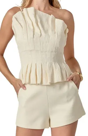 English Factory Ruffle Asymmetric Sleeveless Top