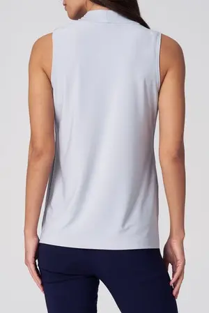 FRANNE GOLDE Luxe Stretch V-neck Sleeveless Shell - Mist