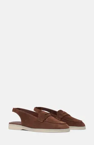 SCAROSSO Leila Slingback Loafers - Brown - Suede