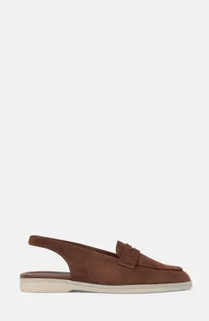 SCAROSSO Leila Slingback Loafers - Brown - Suede