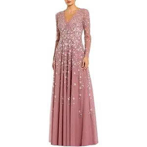 Mac Duggal Embellished Wrap Over A-line Gown - Berry