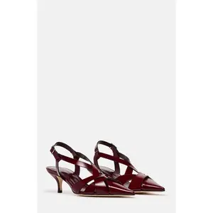 SCAROSSO Clio Slingback Pumps - Burgundy - Patent