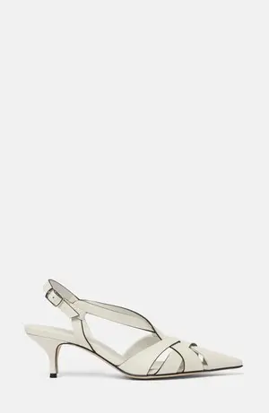 SCAROSSO Clio Slingback Pumps - Off White - Calf