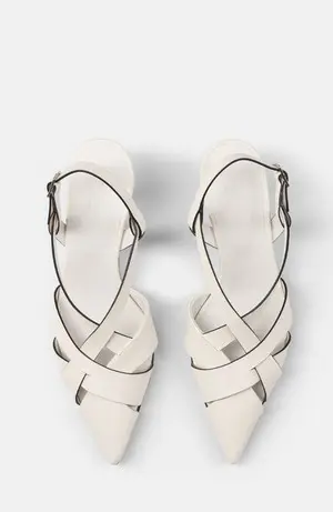 SCAROSSO Clio Slingback Pumps - Off White - Calf