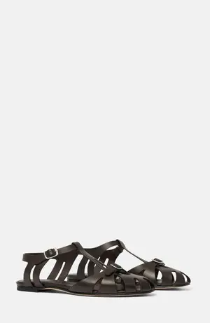 SCAROSSO Gala Fisherman Sandals - Dark Brown - Calf