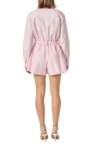 English Factory Long Sleeve Cotton Romper - Pink