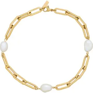 ST. MORAN Freshwater Pearl Station Anklet - White