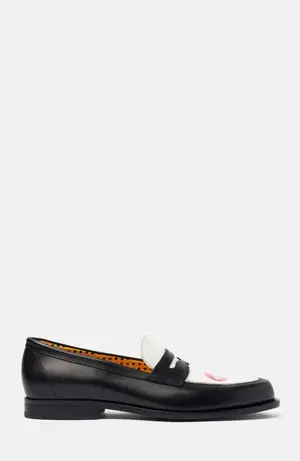 SCAROSSO Snakes Storm Penny Loafers - Mouth Black - Calf