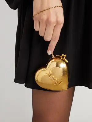 Saint Laurent Heart-shaped Clutch - Gold