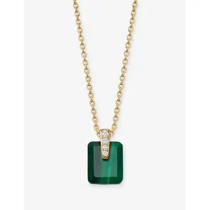Astley Clarke Deco Malachite And White Sapphire Pendant Necklace - Gold