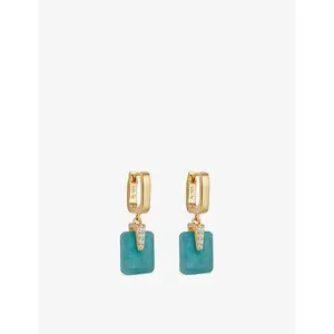 Astley Clarke Deco Amazonite And White Sapphire Drop Huggie Earrings - Gold