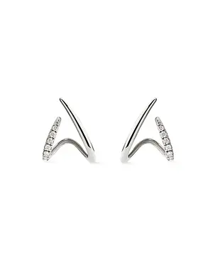 ANA LUISA Solid Yellow Lab-grown Diamond Aurora Huggie Studs - Silver