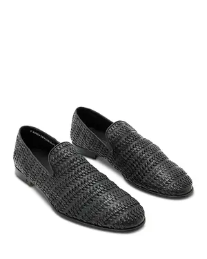 John Varvatos Venice Woven Slip-on Loafers - Black