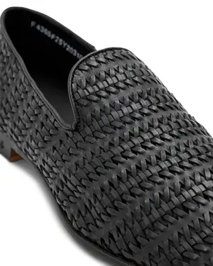 John Varvatos Venice Woven Slip-on Loafers - Black