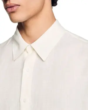 Sandro Linen Long Sleeve Shirt - Ivory