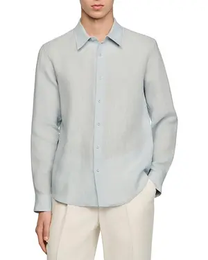 Sandro Linen Long Sleeve Shirt - Sky Blue